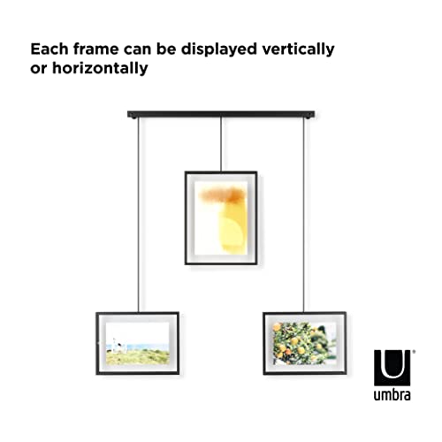 Umbra Exhibit Picture Frame Gallery Set, Adjustable Wall Collage Displays Three 8x10" Photos, Set of 3 Large, Black