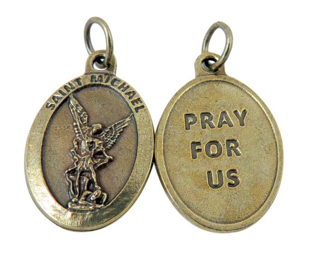 Religious Gifts Bronze Tone Saint Michael The Archangel Pray for Us Medal, 1 Inch
