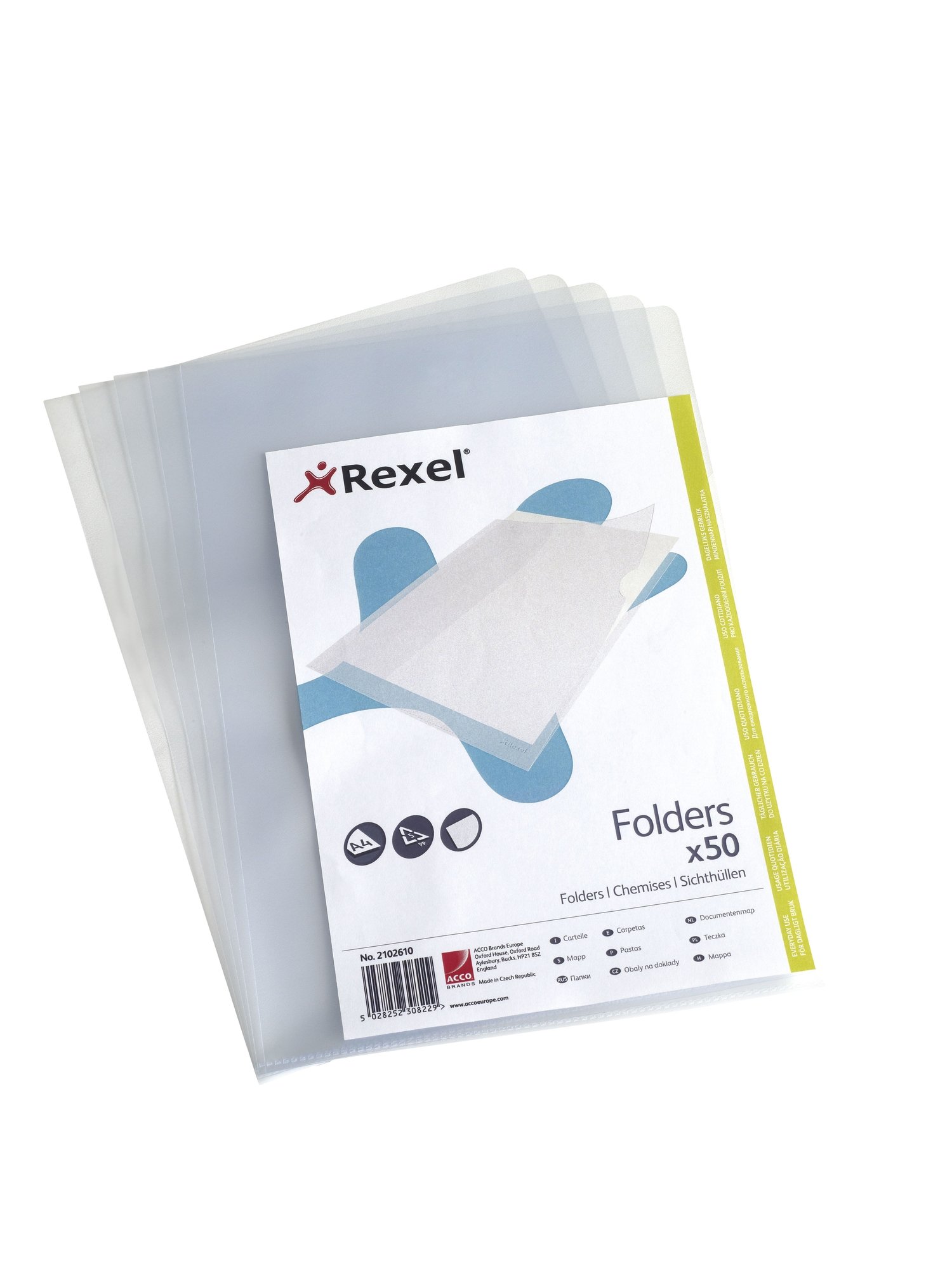 Rexel Embossed A4 L Folder - Clear (Pack of 20)