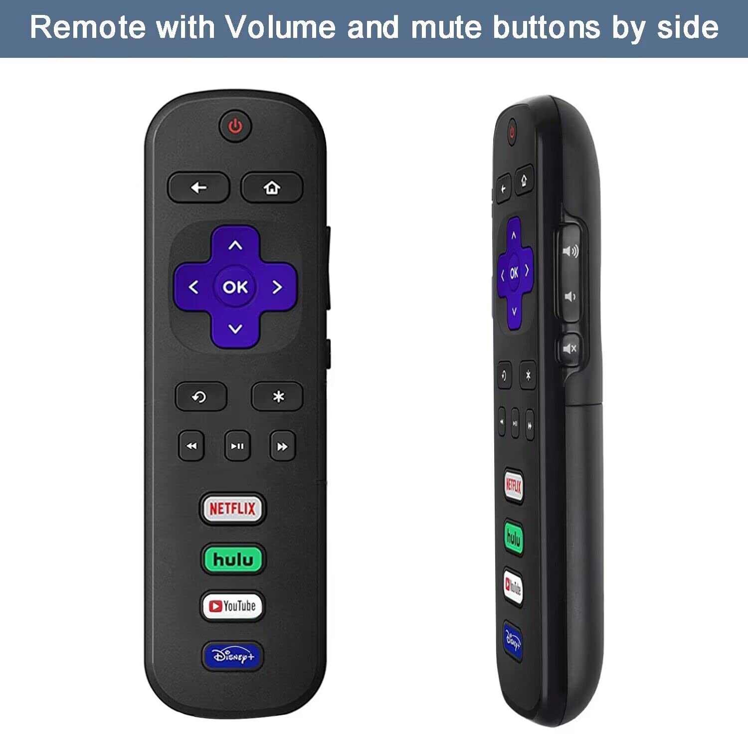 Replacement Remote Control for Roku TV, Compatible with TCL Roku/Hisense Roku/Element Roku/Insignia Roku/JVC Roku/Onn Roku/Philips Roku/RCA Roku/Sharp Roku/Westinghouse Roku Series Smart TVs, 2 Pack
