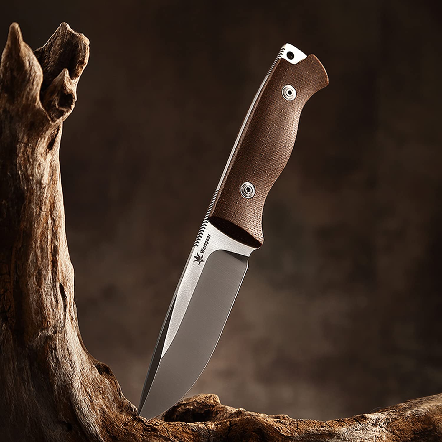 Warspear Fixed Blade Hunting Knife with Kydex Sheath D2 Steel Tactical Knife Outdoor Camping Survival Knife with Micarta Handle