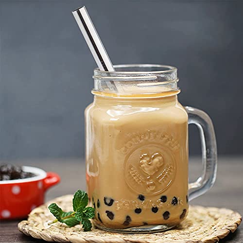 Vinaco Stainless Steel Boba Straws, 0.5'' Extra Wide Reusable Metal Drinking Straws for Milkshakes, Bubble Tea, Smoothie, Set of 6 Jumbo Drinks with 1 Cleaning Brush