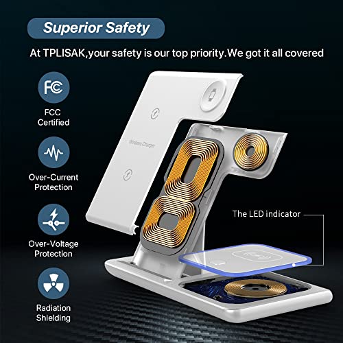 Wireless Charger, 3 in 1 Wireless Charging Station for Apple iPhone/iWatch/Airpods,iPhone 15,14,13,12,11 Series/Pro/Pro Max/XS Max/XR/XS/X/8/Plus,iWatch 7/6/SE/5/4/3/2,AirPods 3/2/pro(White)