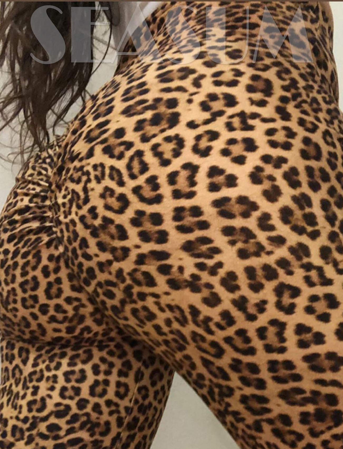SEASUM Women Scrunch Butt Leggings High Waisted Ruched Yoga Pants Workout Butt Lifting L