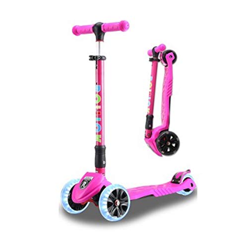 Rollick Scooter Kickboard - Mini Deluxe LED 3-Wheeled, Lean-to-Steer for Preschool Kids with LED Light-up Wheels, Ages 2-5 Pink (Pink)