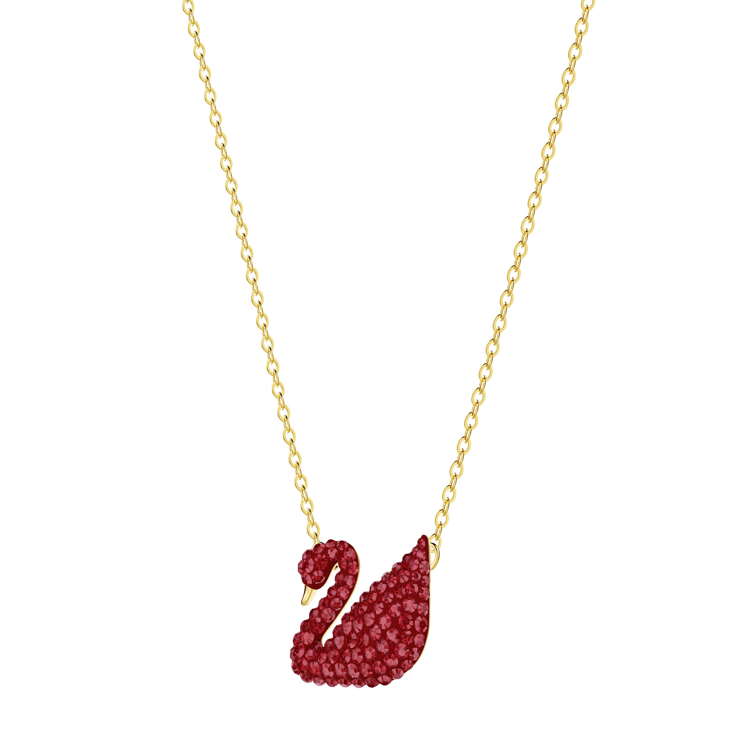 SWAROVSKI Women's Iconic Swan Bracelet, Red, Gold-Tone Plated