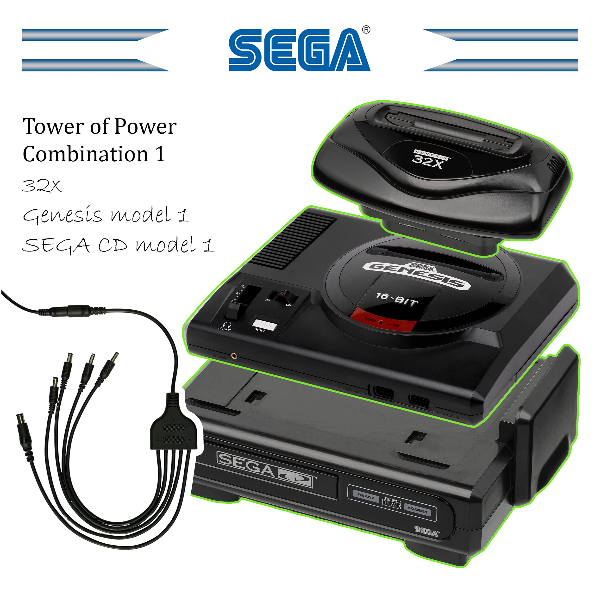 SEGA Tower Of Power Supply All-in-One Adapter Cable for Genesis CD 32x + SNES RSU0903000
