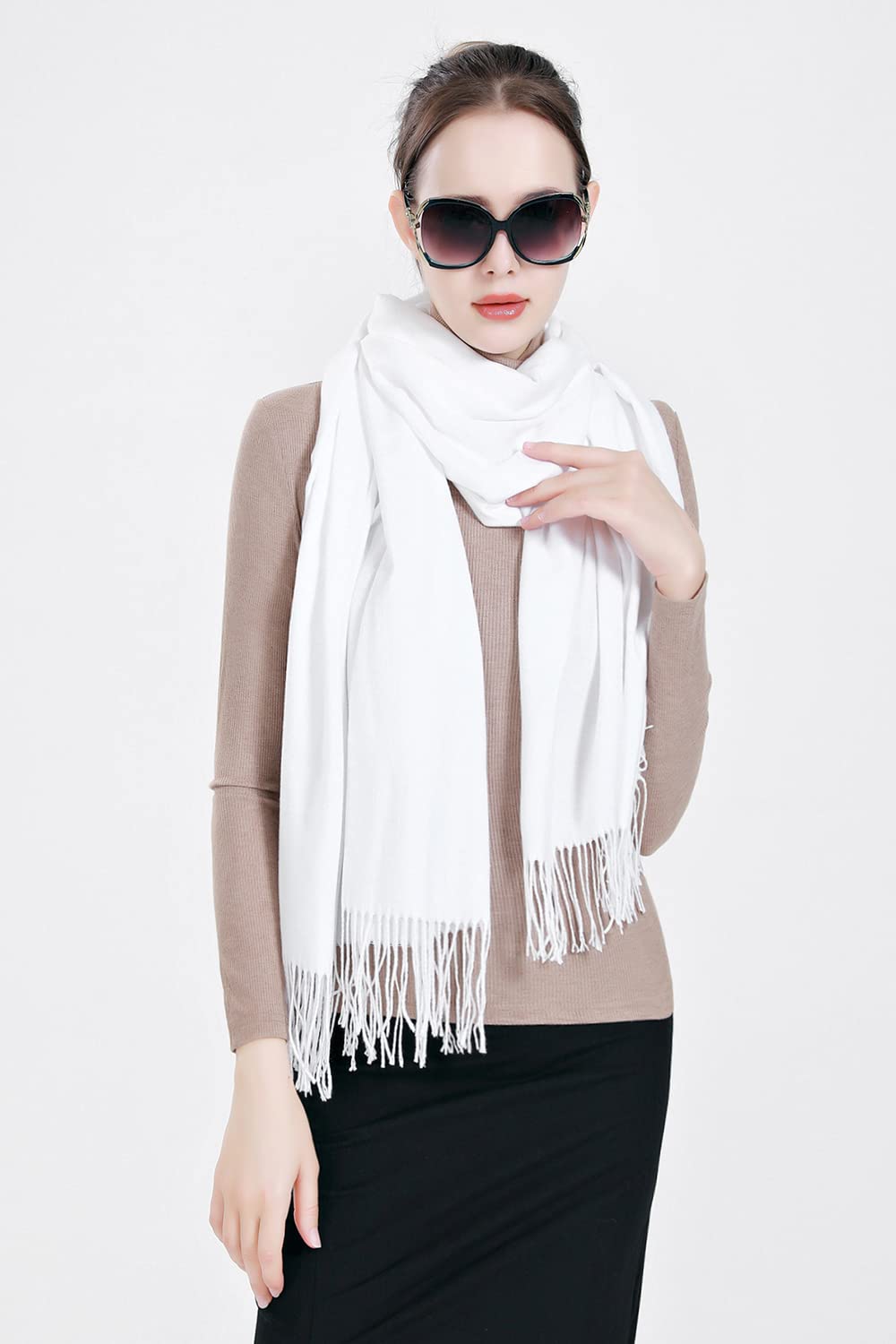 QBSM Womens Large Soft Wedding Evening Pashmina Shawls Wrap Scarfs