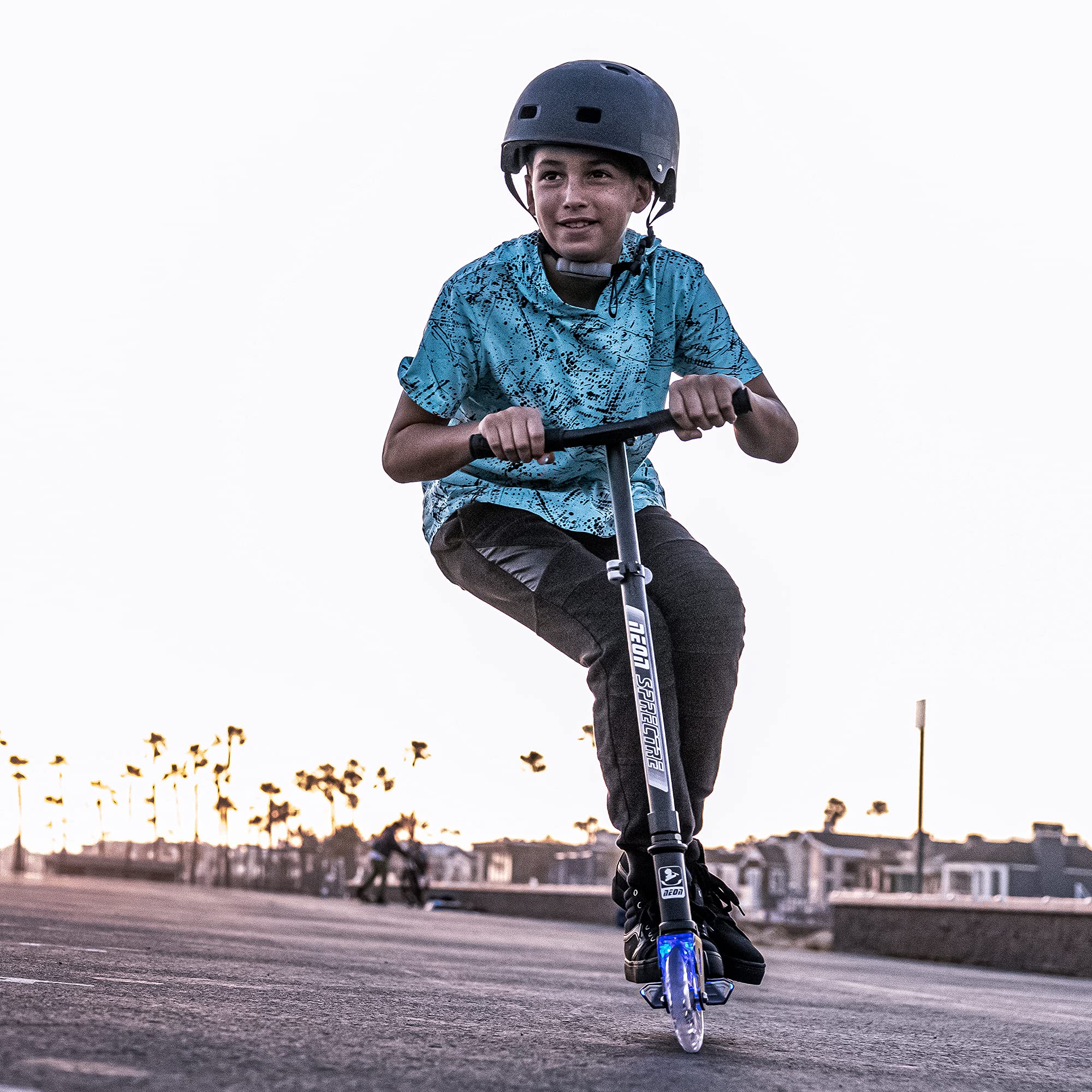 Yvolution Neon Spectre Foldable LED Scooter with Dynamic Lights for Kids Aged 5+, Multi-Color