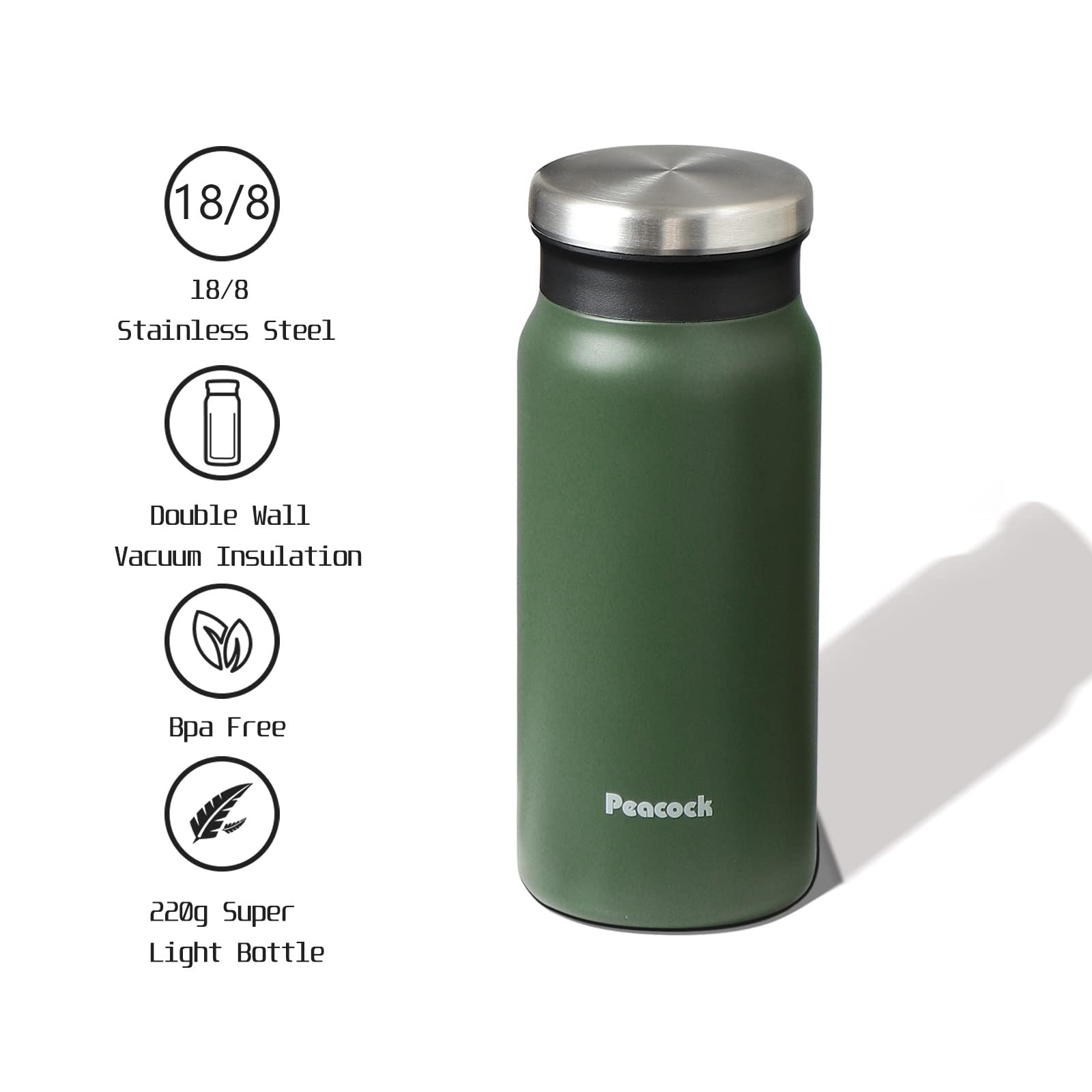TSURUYA 14oz CoffeeThermos Vacuum Insulated Stainless Steel Travel Tea Mug, Thermos for Hot Drinks Leak Proof Coffee Tumbler with Lid for Home, Office or Car