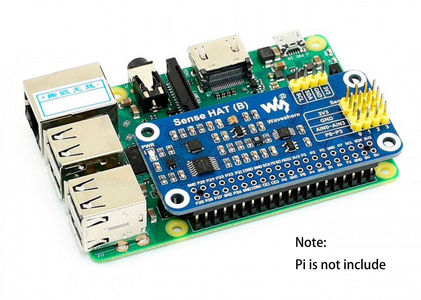 Sense HAT (B) for Raspberry Pi 4B/3B+/3B/2B/B+/A+/Zero/Zero W,Pi 40PIN GPIO Extension Header Onboard Gyroscope Accelerometer Magnetometer Barometer Temperature Humidity Multi Sensors I2C Interface