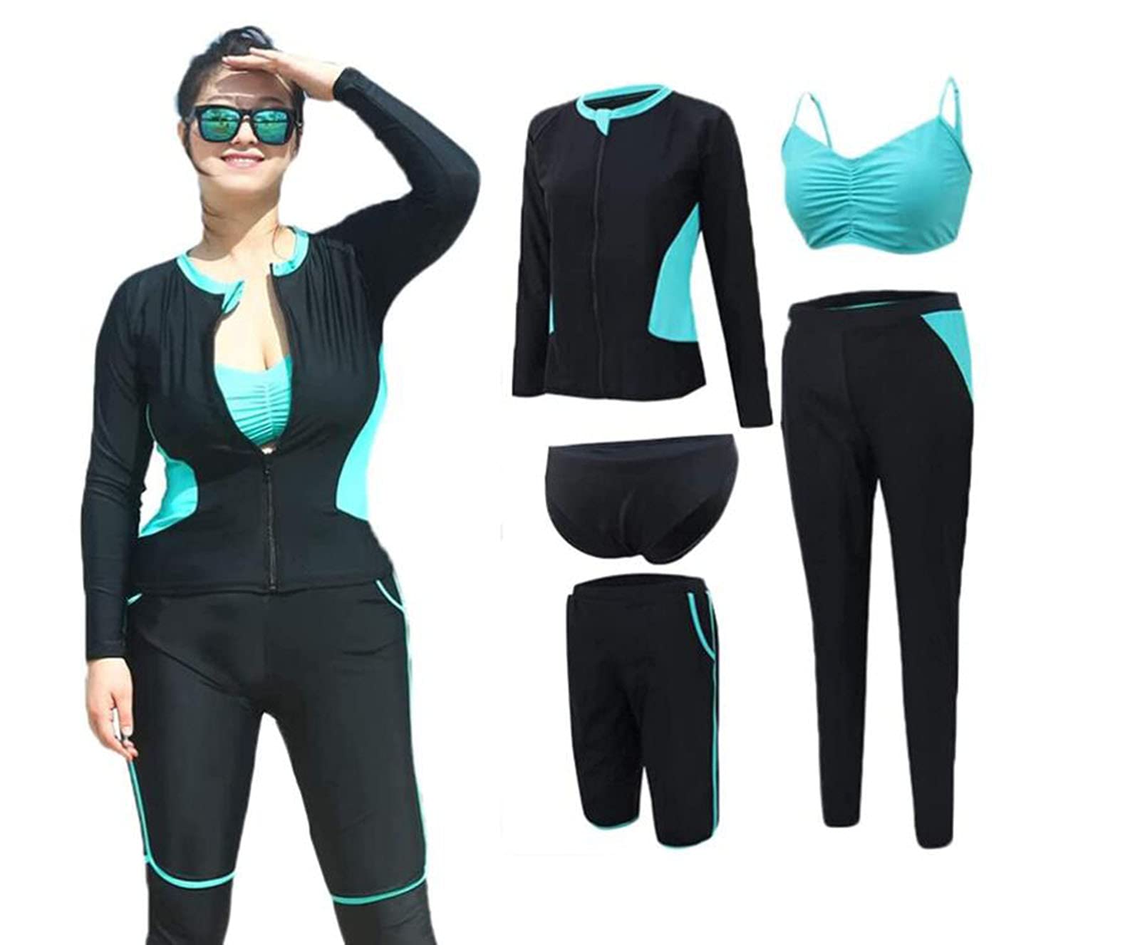 Wetsuit Womens Plus Size 4XL-5XL Wetsuit Large Size Wetsuits Short Front Zippered Top and Shorts Surfing Swimsuit Surfing Snorkeling Kayak,Black,5XL