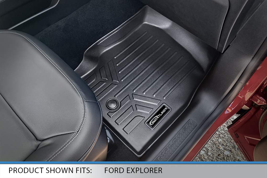 SMARTLINER Custom Floor Mats 3 Row Liner Set Black Compatible with 2020-2023 Compatible with Ford Explorer Only Fits 6 Passenger Models W/ 2nd Row Bucket Seat