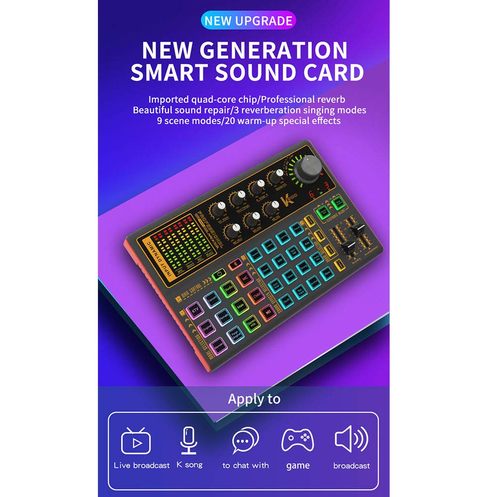 Sound Effects Board for Streaming, SKYJUNS K300 Voice changer beat maker with Sound Mixer Board and Sound Card for Streaming/Gaming/Phone/PC/Studio Recording & Broadcasting…