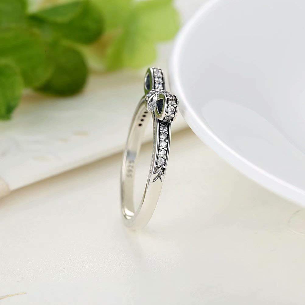 Presentski 925 Sterling Silver Cubic Zirconia Bow Ring for women