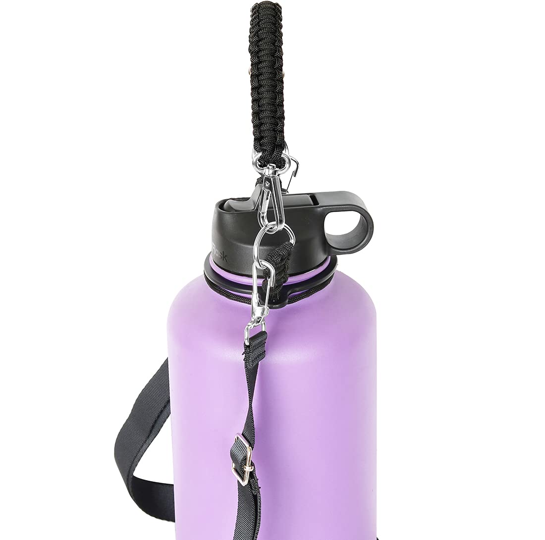 QICAIPO Paracord Handle Carrier Holder with Shoulder Strap, Fits Wide Mouth Bottles 12oz to 64oz (Camo)