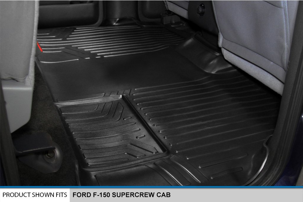 SMARTLINER Custom Fit Floor Mats 2 Row Liner Set Black for 2011-2014 Ford F-150 SuperCrew Cab