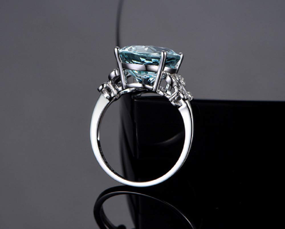 Wenbin Fashion Lady Natural Stone Topaz Ring Blue Topaz Bow Ring 925 Sterling Silver Oval Gemstone Ring Engagement Ring Wedding Jewelry Size 6-10 (US Code 8)