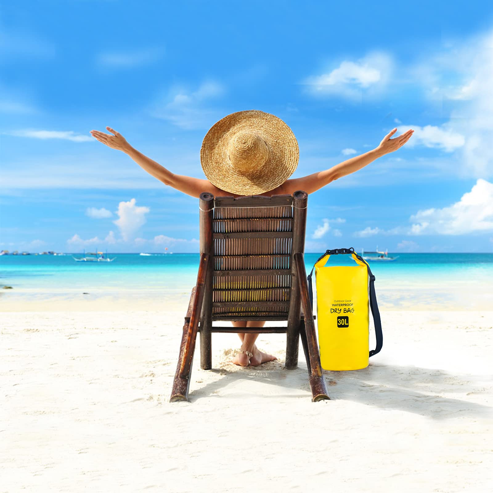 Waterproof bag,Dry Bags for Kayaking Waterproof,Dry Bag Backpack with Waterproof Phone Case,for Kayaking,Boating,Beach,Rafting,Swimming,Hiking(Yellow)