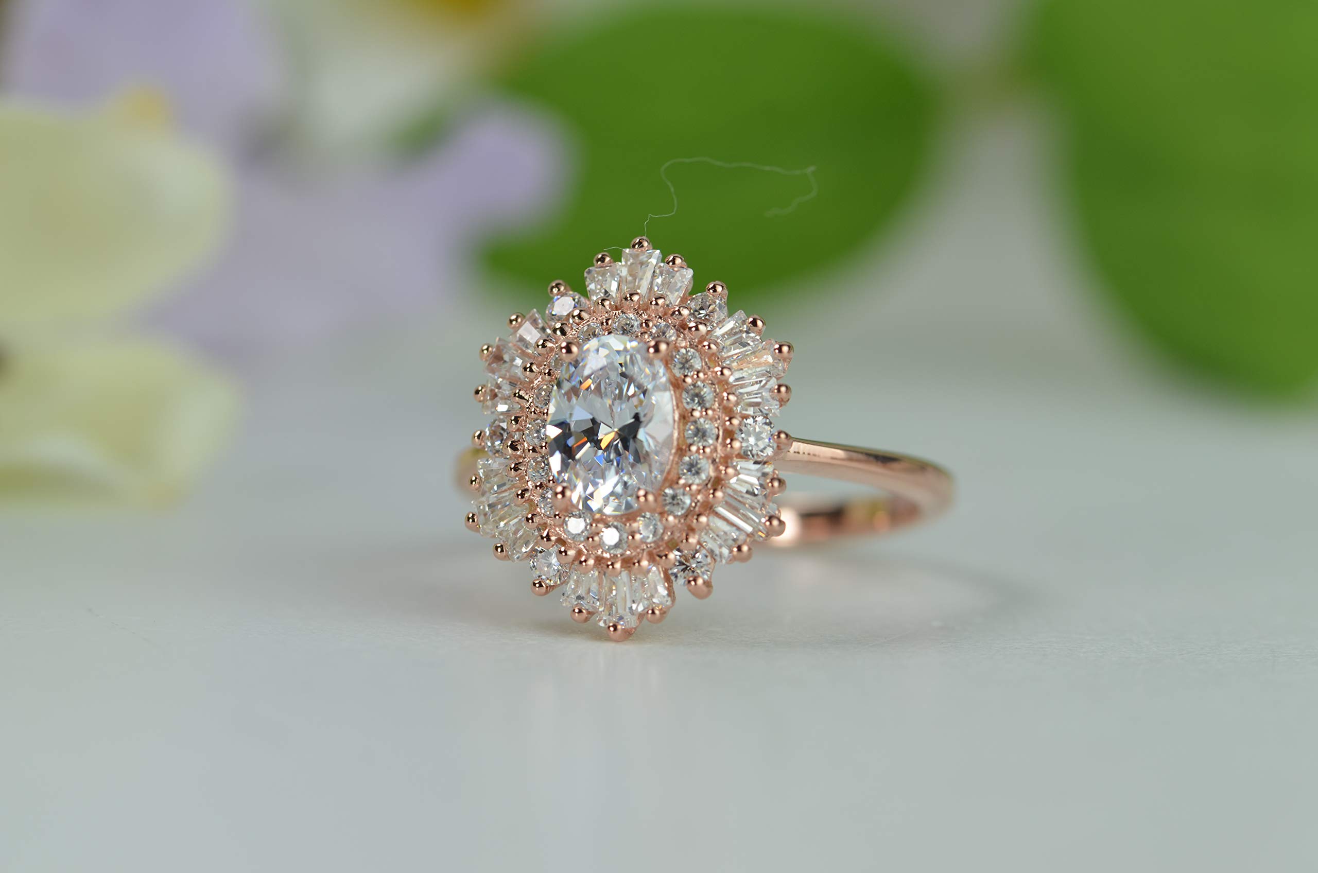 Sylv Sun Ring Rose Gold 1.5ct CZ Diamond Total Weight 0.75ct Center Stone Vintage .925 Sterling Silver (6)