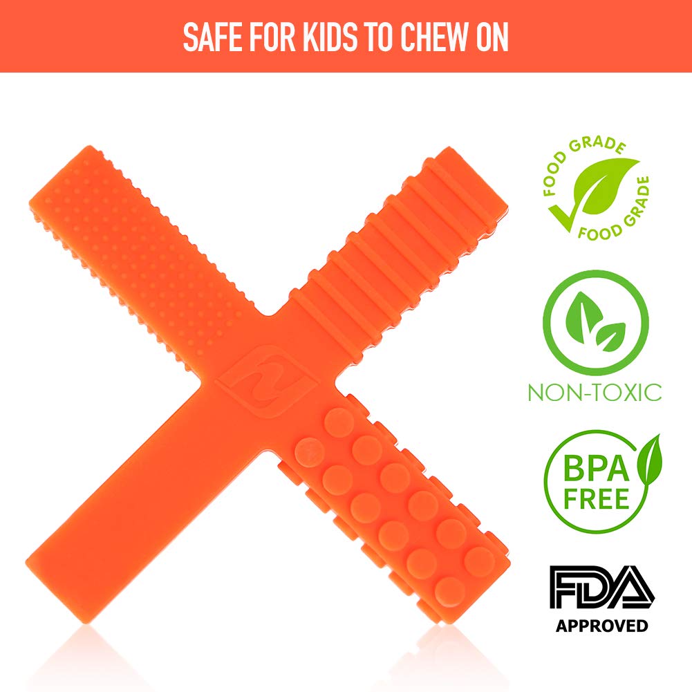 Sensory Chew Stick Toys for Boys Girls Kids with Autism, ADHD, SPD, Oral Motor Needs - Medium Hardness Teething Chewy Tubes with 4 Unique Textures (2 Pack)