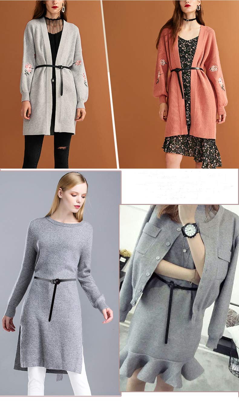 shengweiao Women's Adjustable Leather Belts Fashion Skinny Waist Strap (Small, Blue)