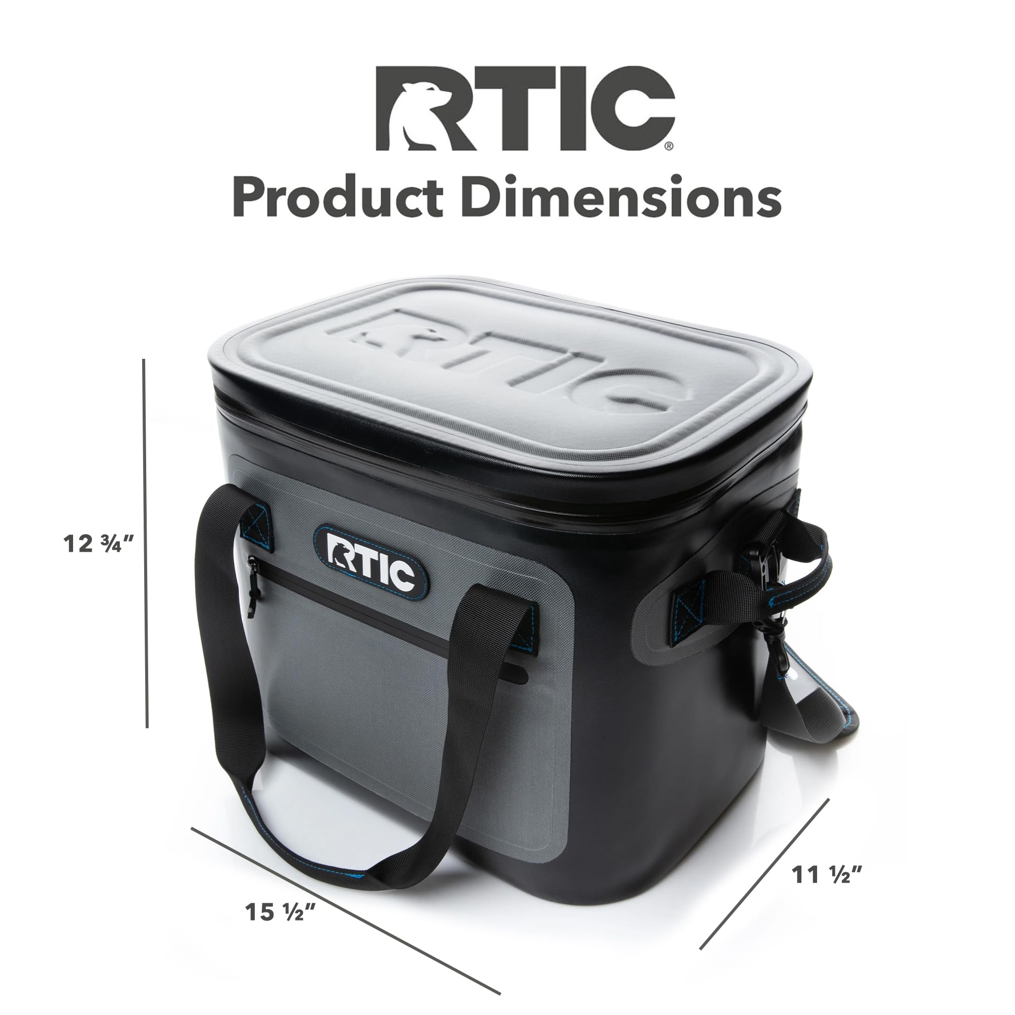 RTIC Soft Cooler 30 Can, Insulated Bag Portable Ice Chest Box for Lunch, Beach, Drink, Beverage, Travel, Camping, Picnic, Car, Trips, Floating Cooler Leak-Proof with Zipper, Blue/Grey