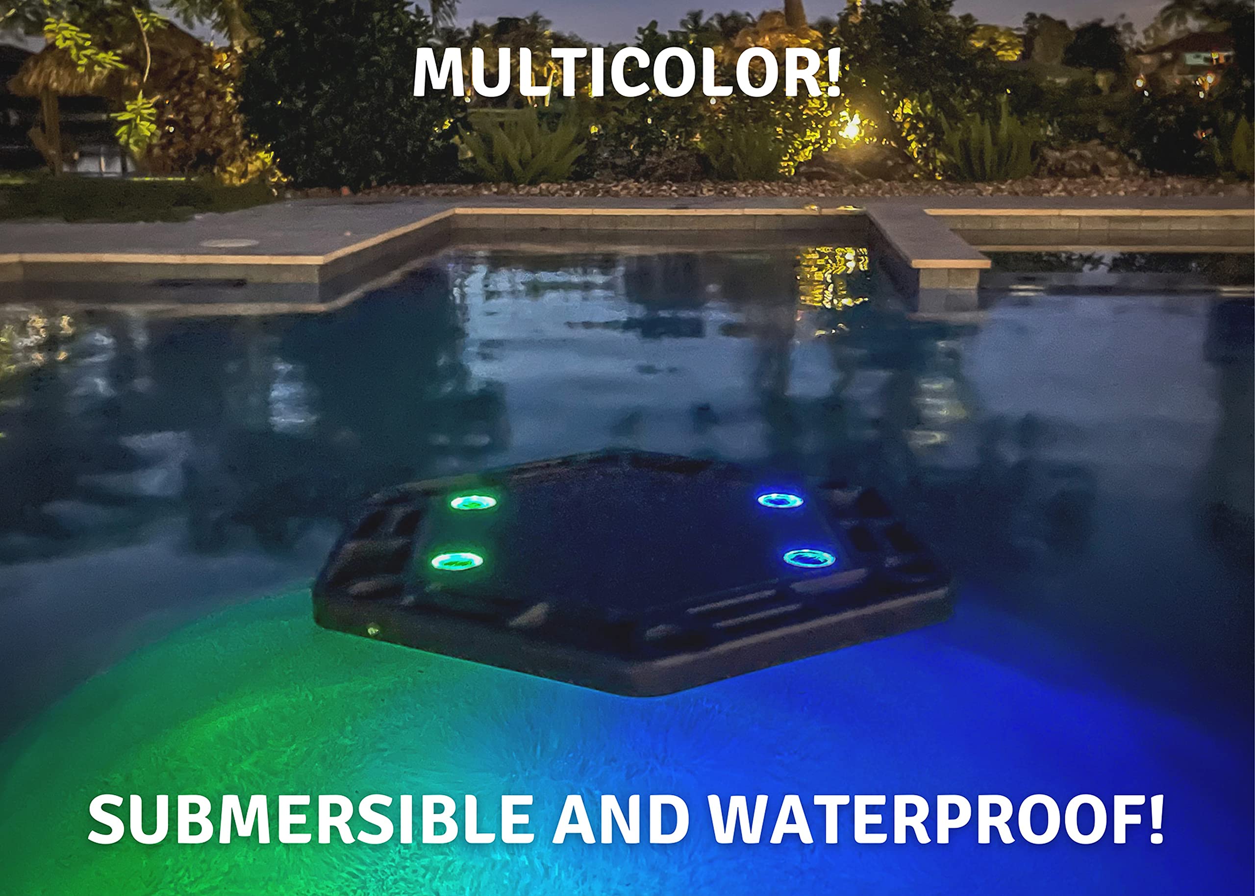 Polar Whale Floating Large Poker Table with Super Bright Color LED Lights Game Tray for Pool or Beach Party Float Lounge Durable Foam 40.5 Inch Drink Holders and Waterproof Playing Cards UV Resistant