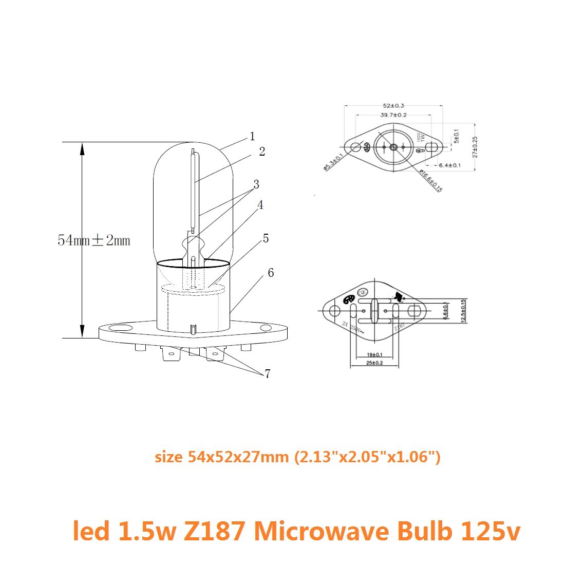 QLEE Led Filament Light 1.5w Z187 Microwave Bulb 125v 20w Equivalent Incandescent Lamps for Galanz Refrigerator Microwave Oven Electrical Range Hood Indicator Light (2 PACK, Z187 BASE,5000K)