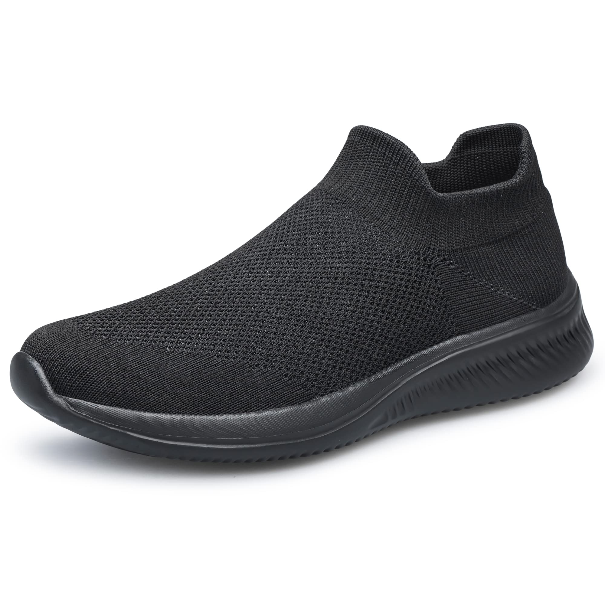 Women's Walking Shoes Sock Sneakers Slip on Work Shoes Zapatos de Mujer All Black Size 9
