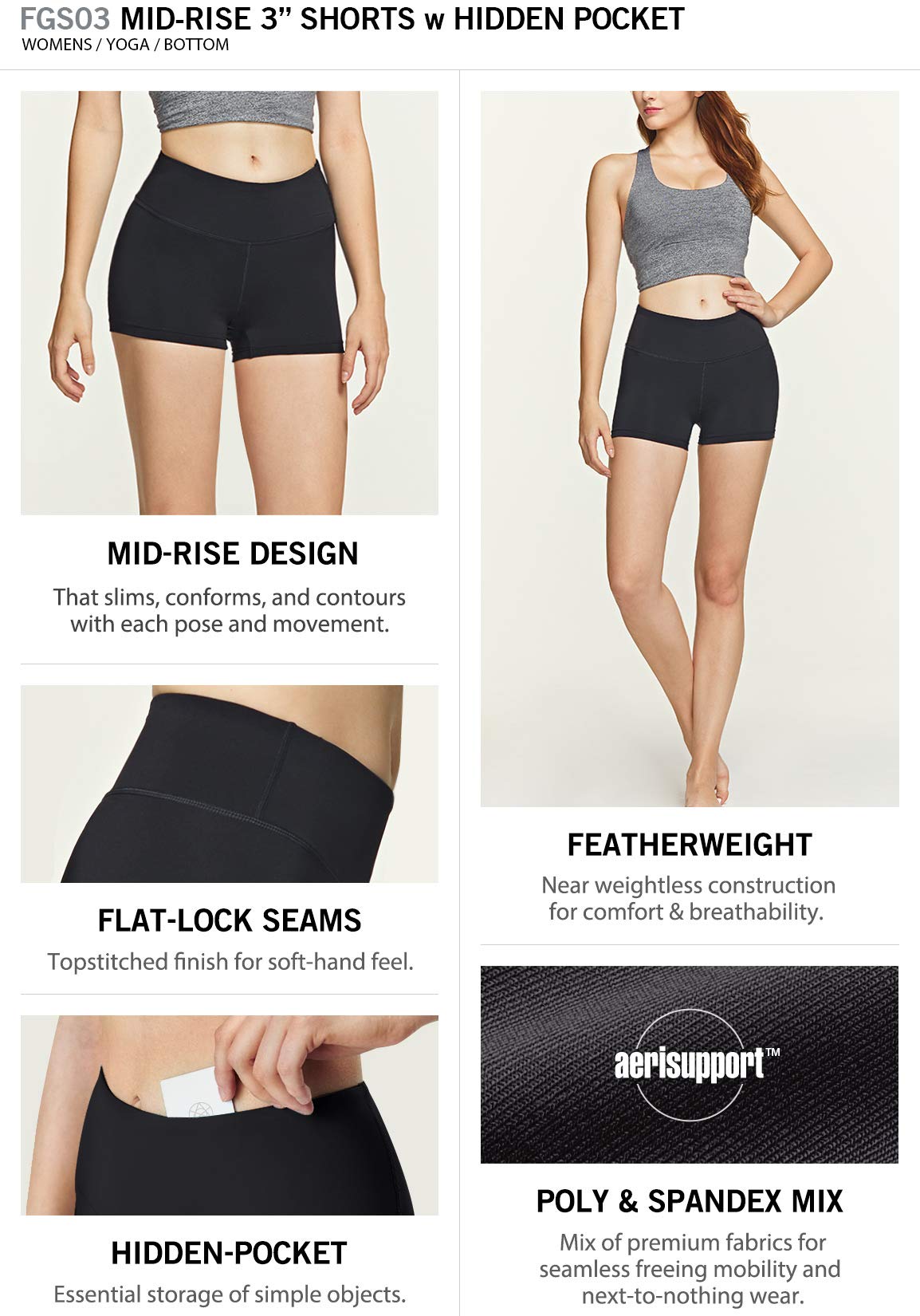 TSLA Women's High Waisted Bike Shorts, Workout Running Yoga Shorts with Pocket, Athletic Stretch Exercise Shorts, 3'' Black, Medium