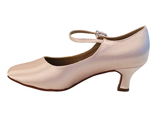 Very Fine Dancesport Shoes - Ladies Waltz, Tango, Foxtrot Ballroom Dance Shoes - S9137-2" Heel & Heel Protector (Flesh Satin, Size 7)