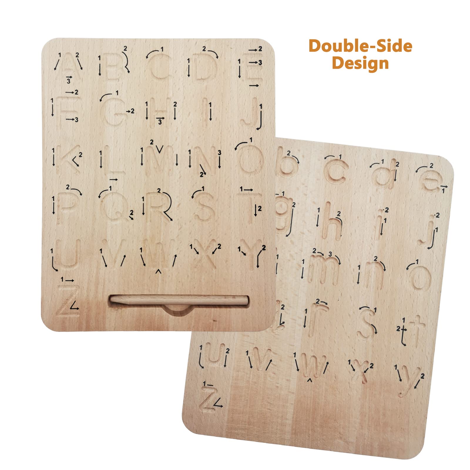 YGFRSTO Wooden Letters Practicing Board Double-Sided Alphabet Tracing Tool Learning to Write ABC Educational Toy Game Fine Motor Gift for Preschool 3 4 5 Years Old Kids