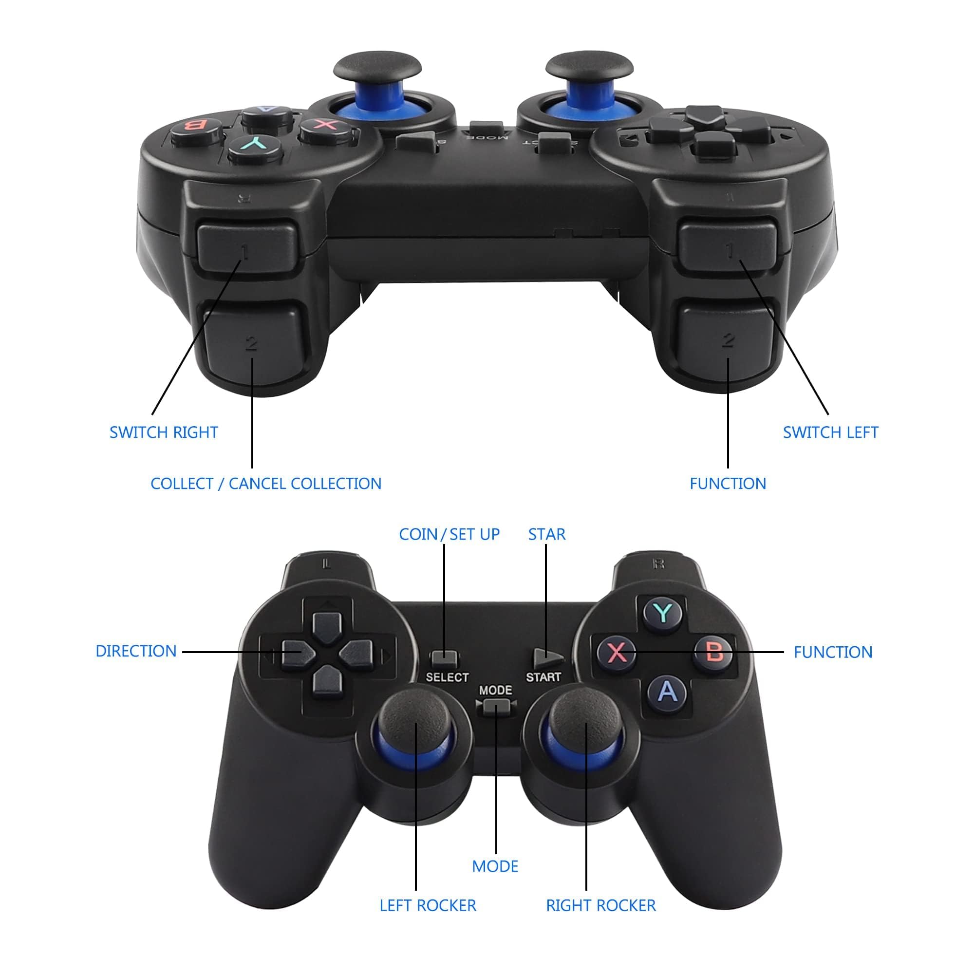 Retro Game Stick, FNKTQL Wireless Retro Game Console Built in 10000+ Games, 9 Emulators, Plug and Play Video Game Stick 4K HDMI Output with 2.4GHz Wireless Controllers (64G)