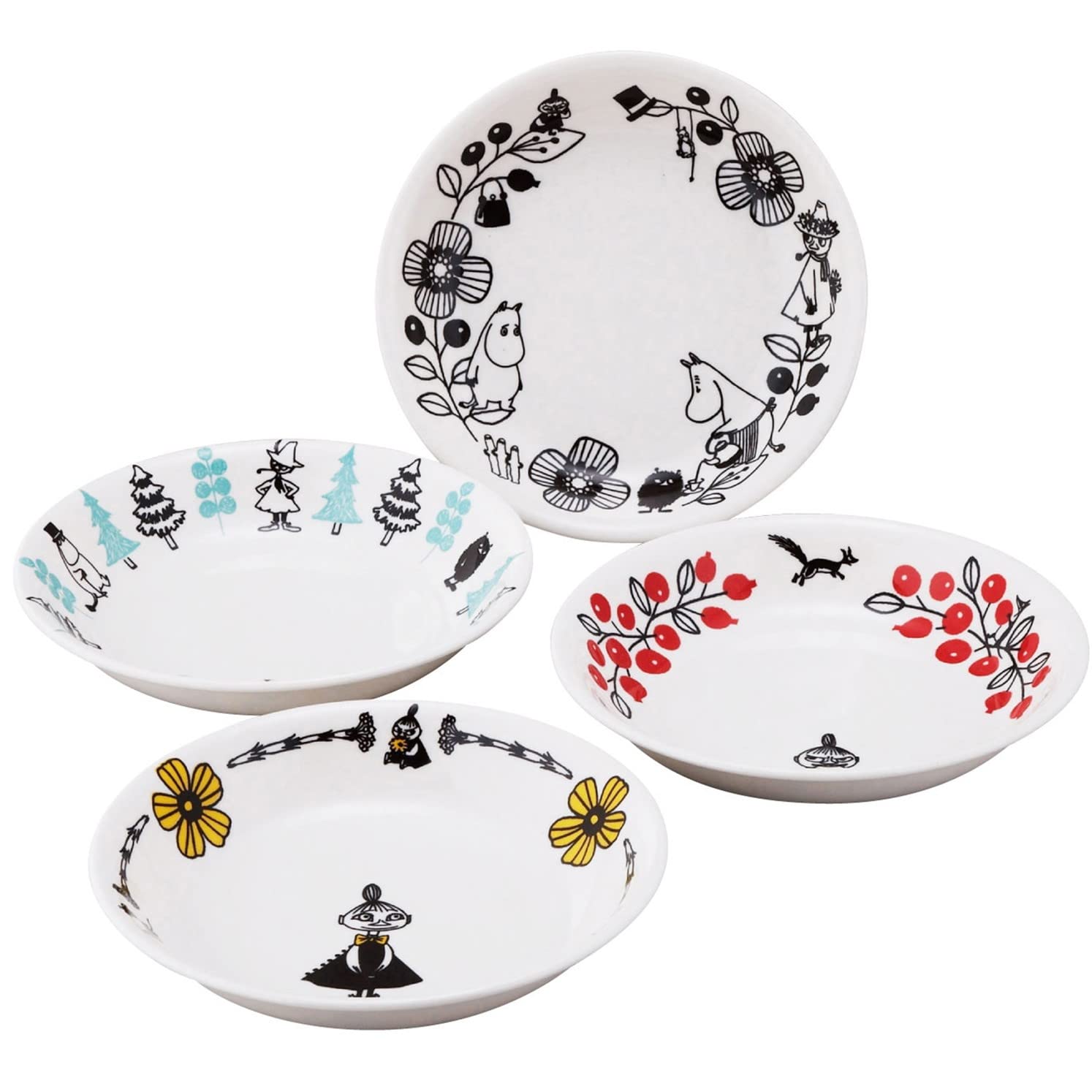 å±±å ååŗ MOOMIN MM1400-184 Moomin Valley Pasta Dish, Curry Dish, Set of 4, Nordic Tableware, Dish, Moomin Goods, Pasta Plate