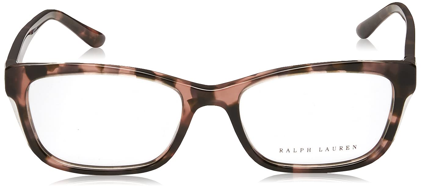 Ralph by Ralph Lauren Women's RL6169 Rectangular Prescription Eyeglass Frames, Top Transparent/Pink Havana/Demo Lens, 53 mm
