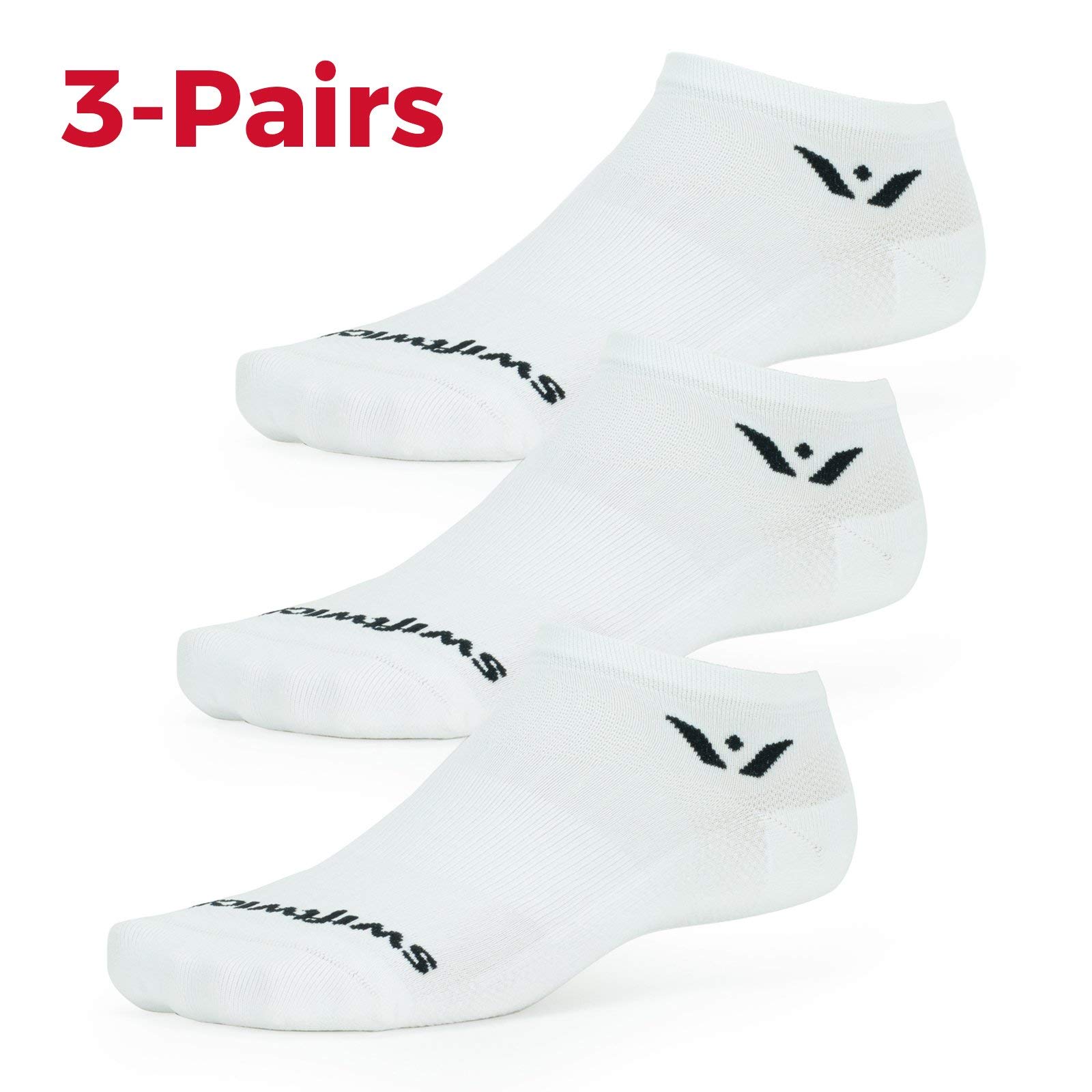 Swiftwick- ASPIRE ZERO (3 Pairs) Running & Cycling Socks, No-Show, Compression Fit (White, Medium)