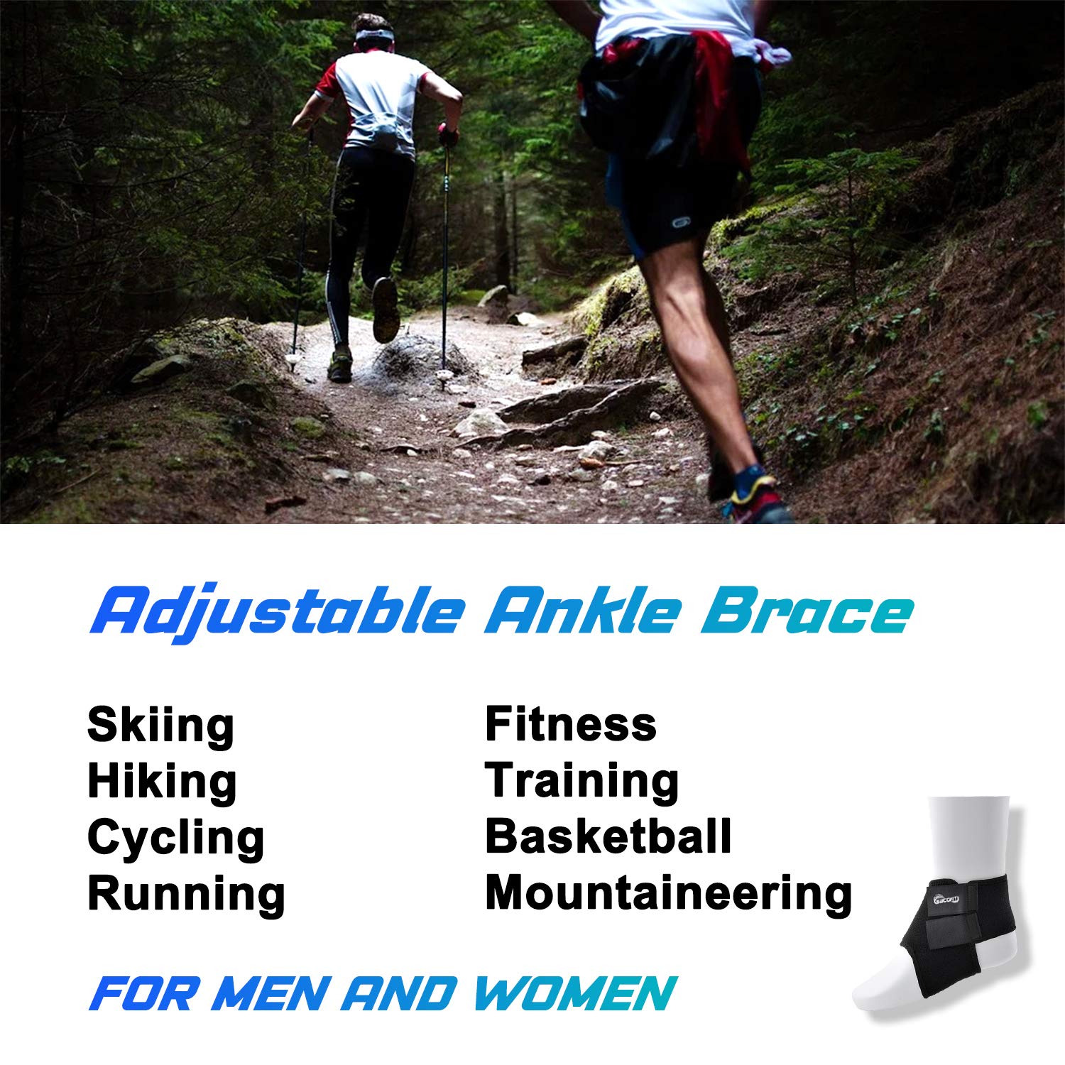 SaCOFIT Ankle Brace for Women & Men Adjustable Ankle Braces ankle compression sleeve for Plantar Fasciitis Chronic Ankle Strain Arthritis Torn Tendons Running Work Out
