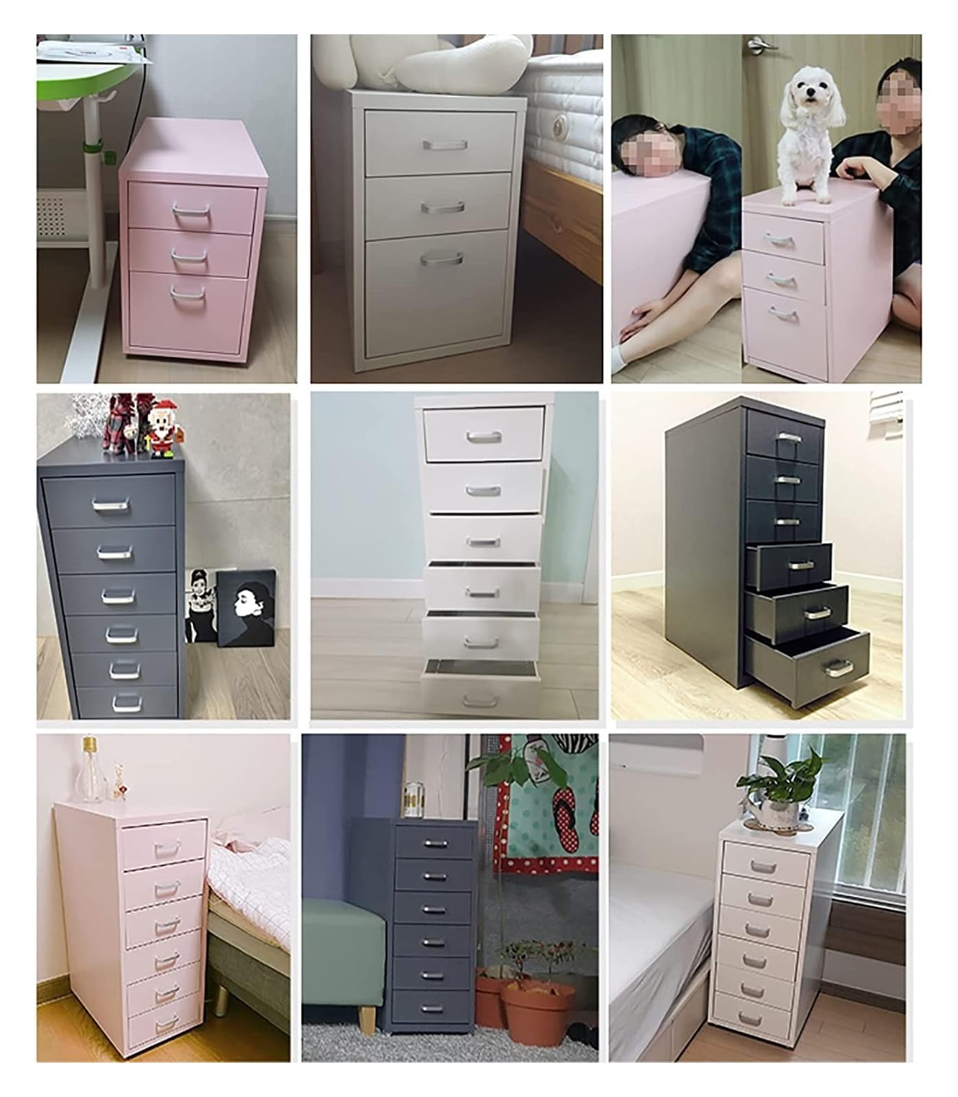 TUBBEK File Cabinet Metal File Cabinet Cabinet with Wheels, 3/5 /6/8 Drawers, Vertical Filing Cabinet for Home/Office, (Color : Pink, Size : 6)