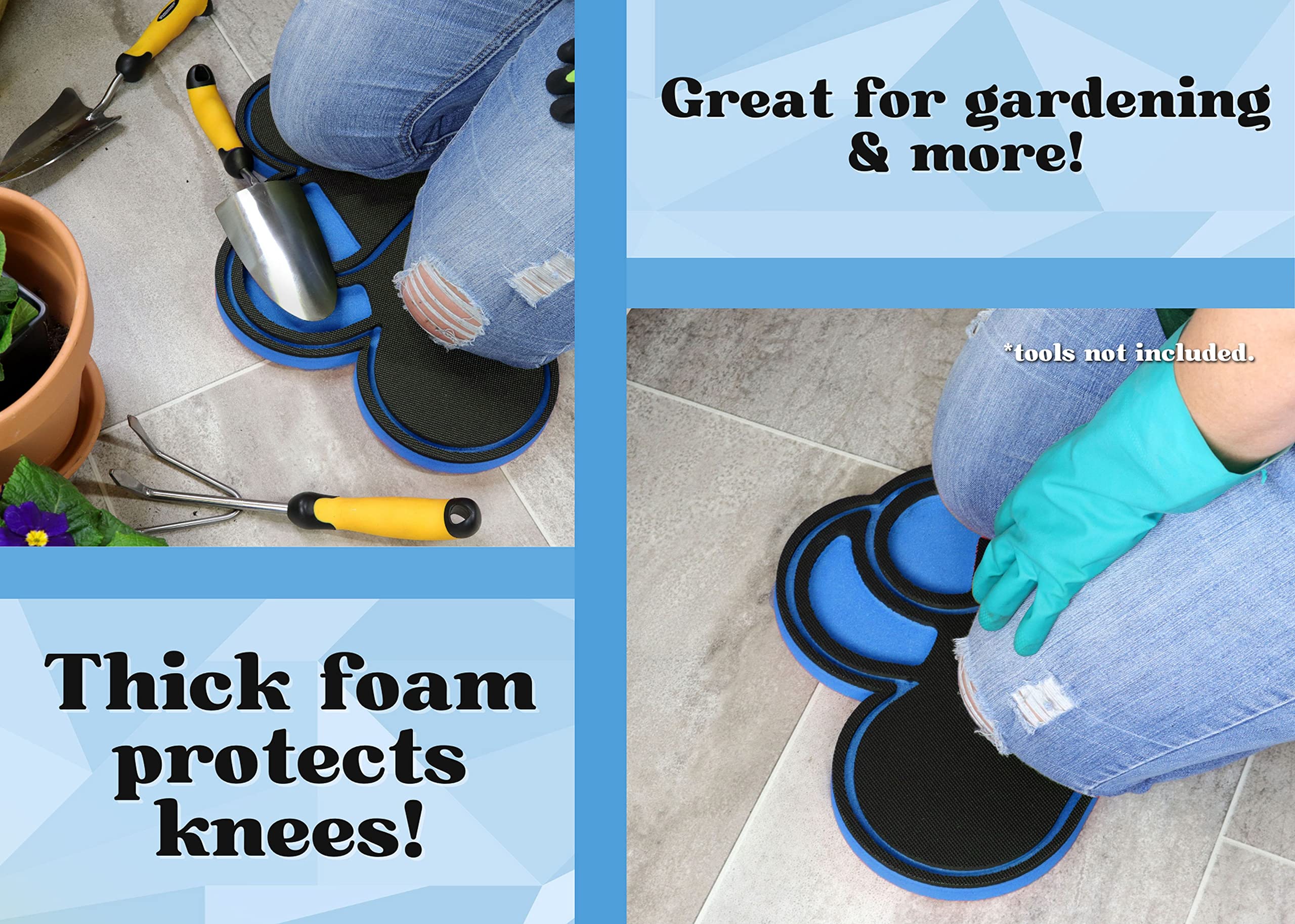 Polar Whale Portable Gardening Kneeling Pad Heart Shaped Blue and Black Knee Cushion with Tool Pocket for Home Work Automotive Workshop and More Durable Thick Comfortable High Density Waterproof Foam
