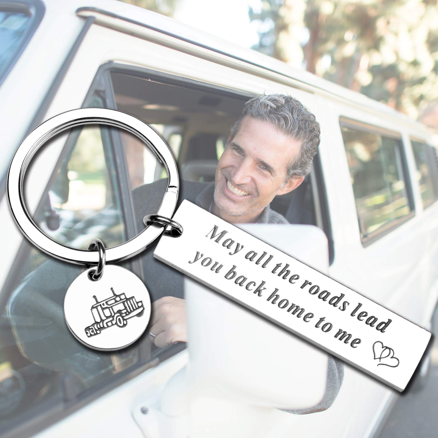 Trucker Husband Long Distance Gift For Semi Truck Driver keychain (truck-KR)