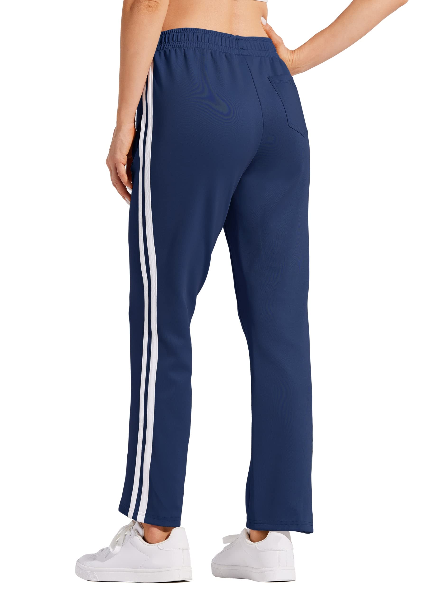 Willit Women's Track Pants Warm Up Athletic Running Sweatpants Sports Training Pants Straight Leg with Zipper Pockets Navy Blue M