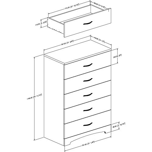 South Shore Step One Chest & 5-Piece Drawer Organizers, Pure Black and Beige