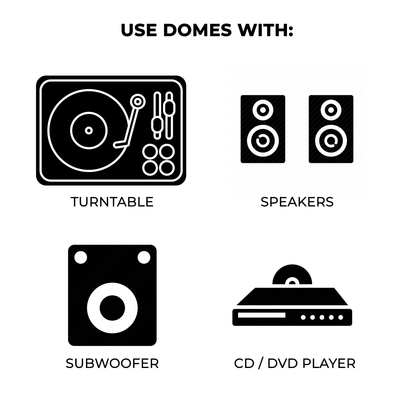 Soundrise Domes Isolation Pads - Sound Dampening & Anti-Vibration Silicone Feet - Audio Isolation Feet for Subwoofers, Speakers & Turntables - Peel & Stick, Durable Class-A Silicone, Non-Slip (4-Pack)