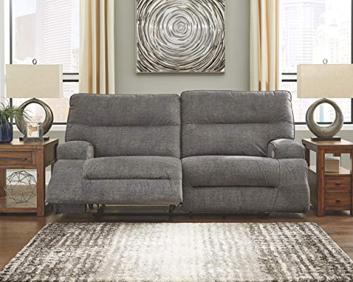 Signature Design by Ashley Coombs Contemporary 2 Seat Power Reclining Sofa, Gray