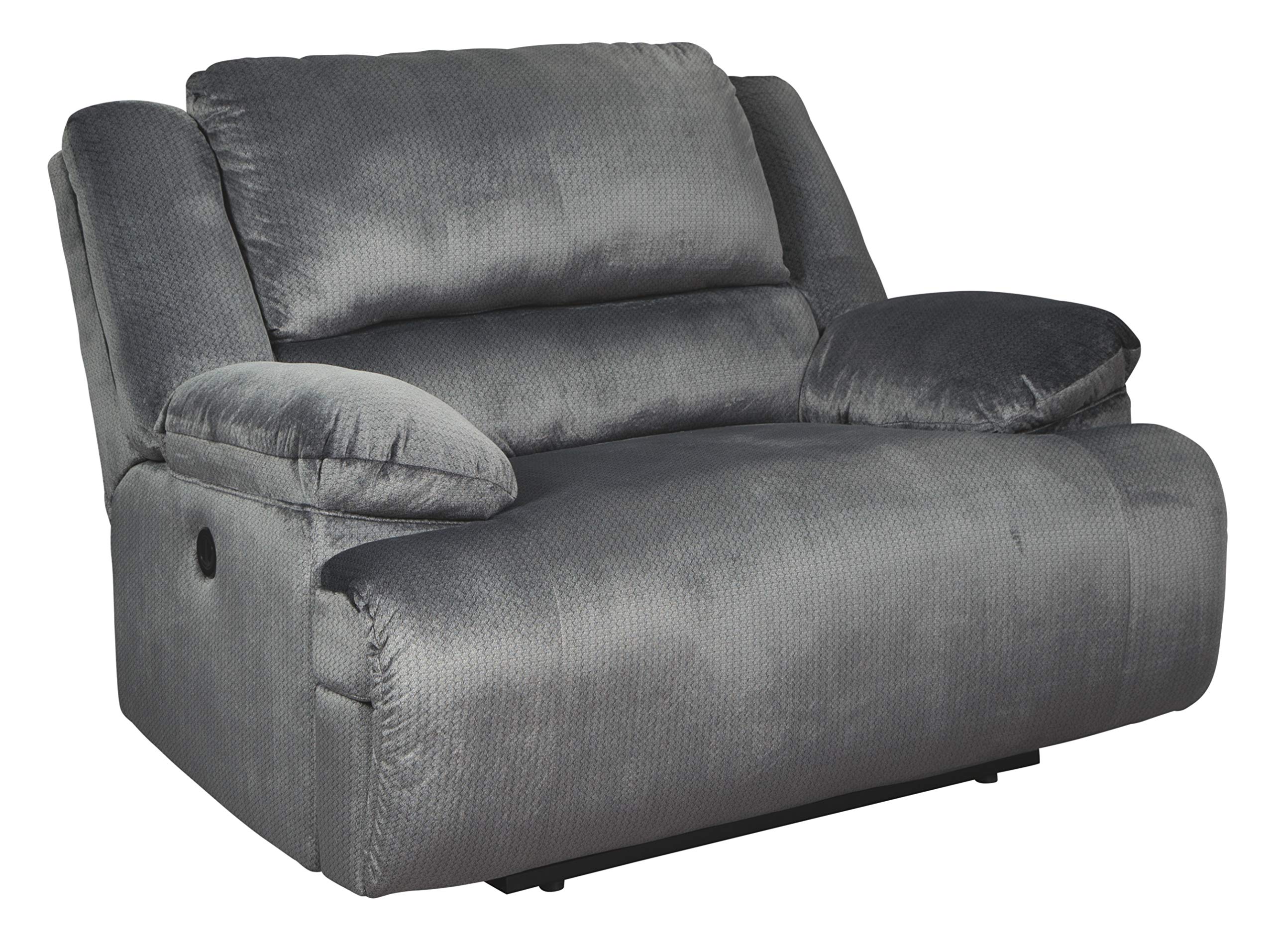 Signature Design by Ashley Clonmel Microfiber Power Zero Wall Wide Seat Adjustable Recliner, Gray