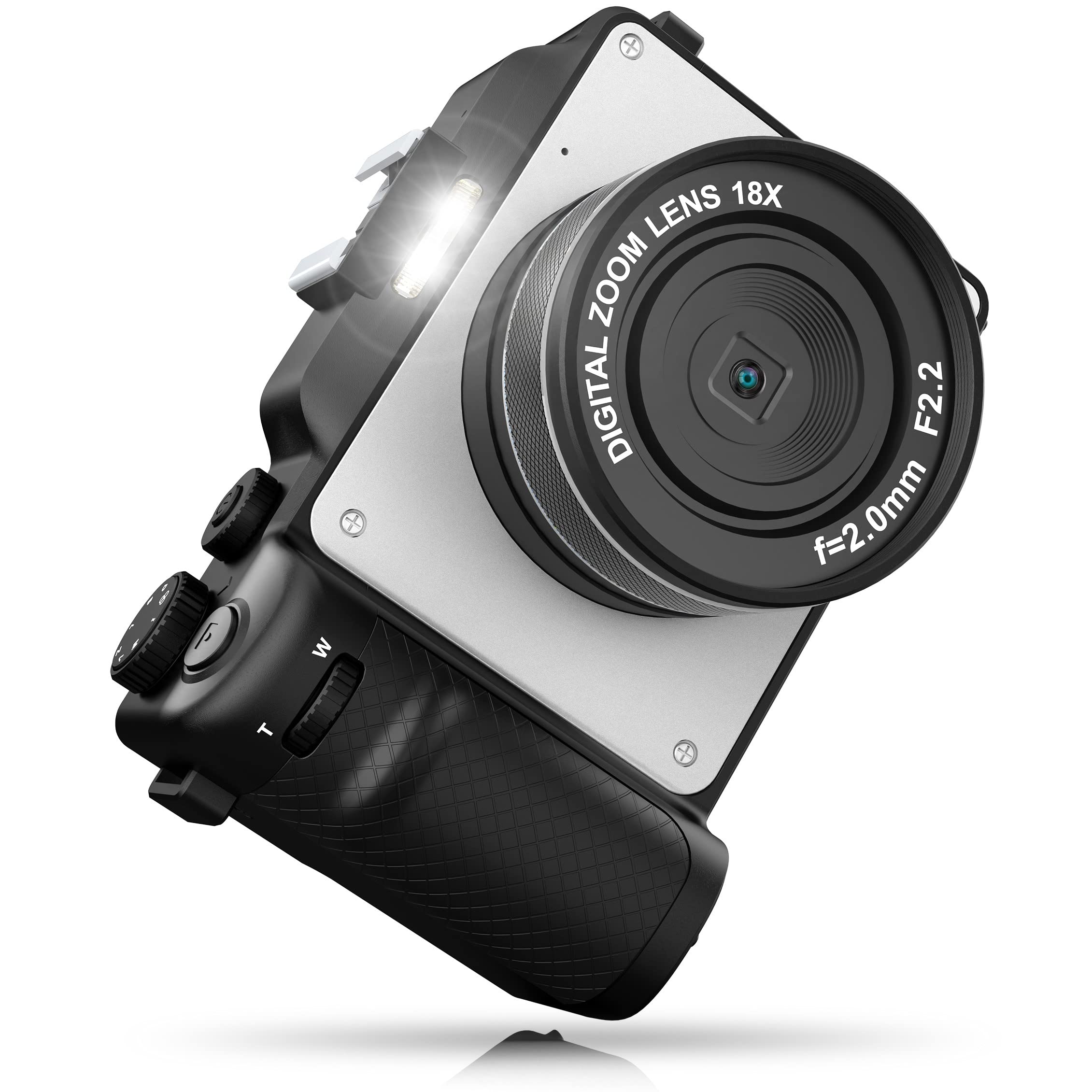 Vlogging Camera, 4K 48MP Digital Camera with WiFi, Free 32G TF Card & Hand Strap, Auto Focus & Anti-Shake, Built-in 7 Color Filters, Face Detect, 3'' IPS Screen, 140°Wide Angle, 18X Digital Zoom AA-20