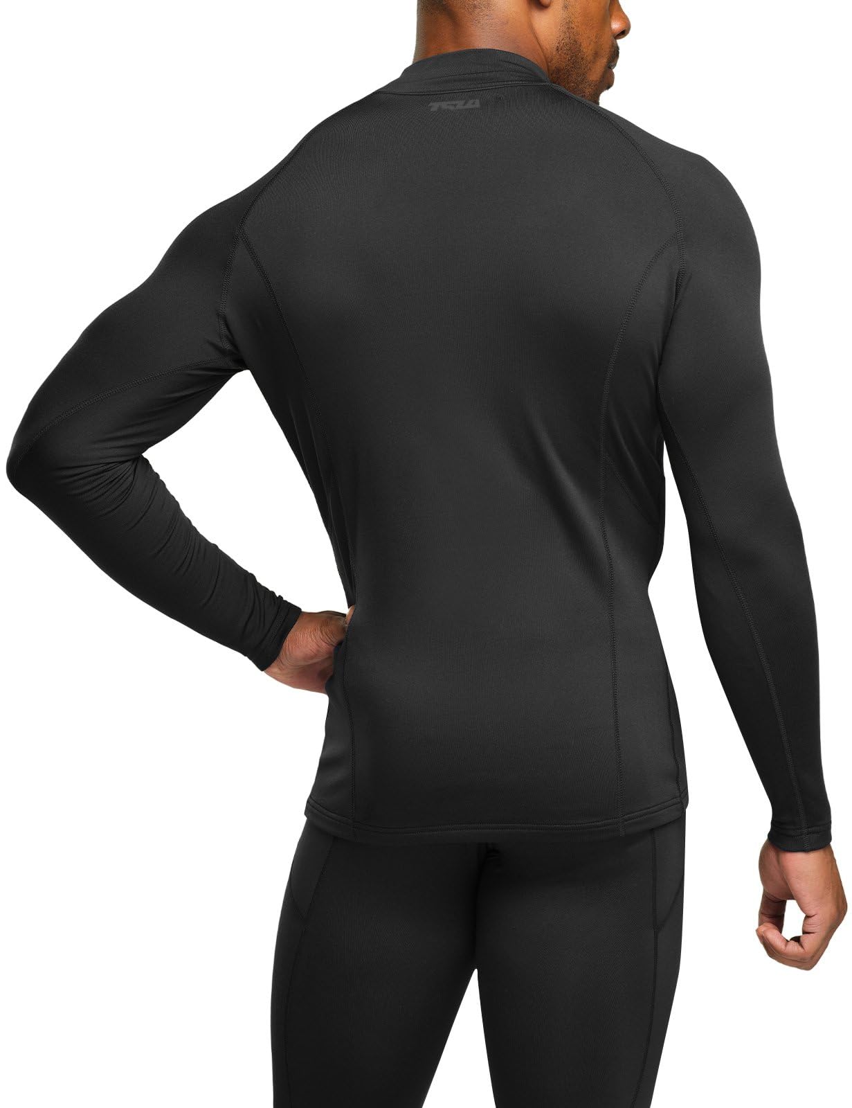 TSLA Men's Thermal Long Sleeve Compression Shirts, Mock/Turtleneck Winter Sports Running Base Layer Top, Heatlock Mock Neck Black, Large