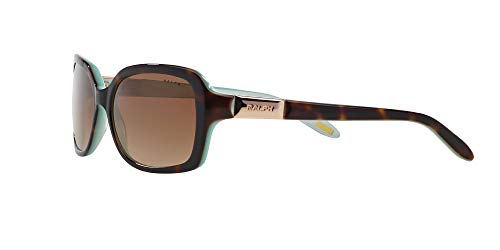 Ralph by Ralph Lauren Women's RA5130 Rectangular Sunglasses, Shiny Havana On Aquamarine/Gradient Brown, 58 mm