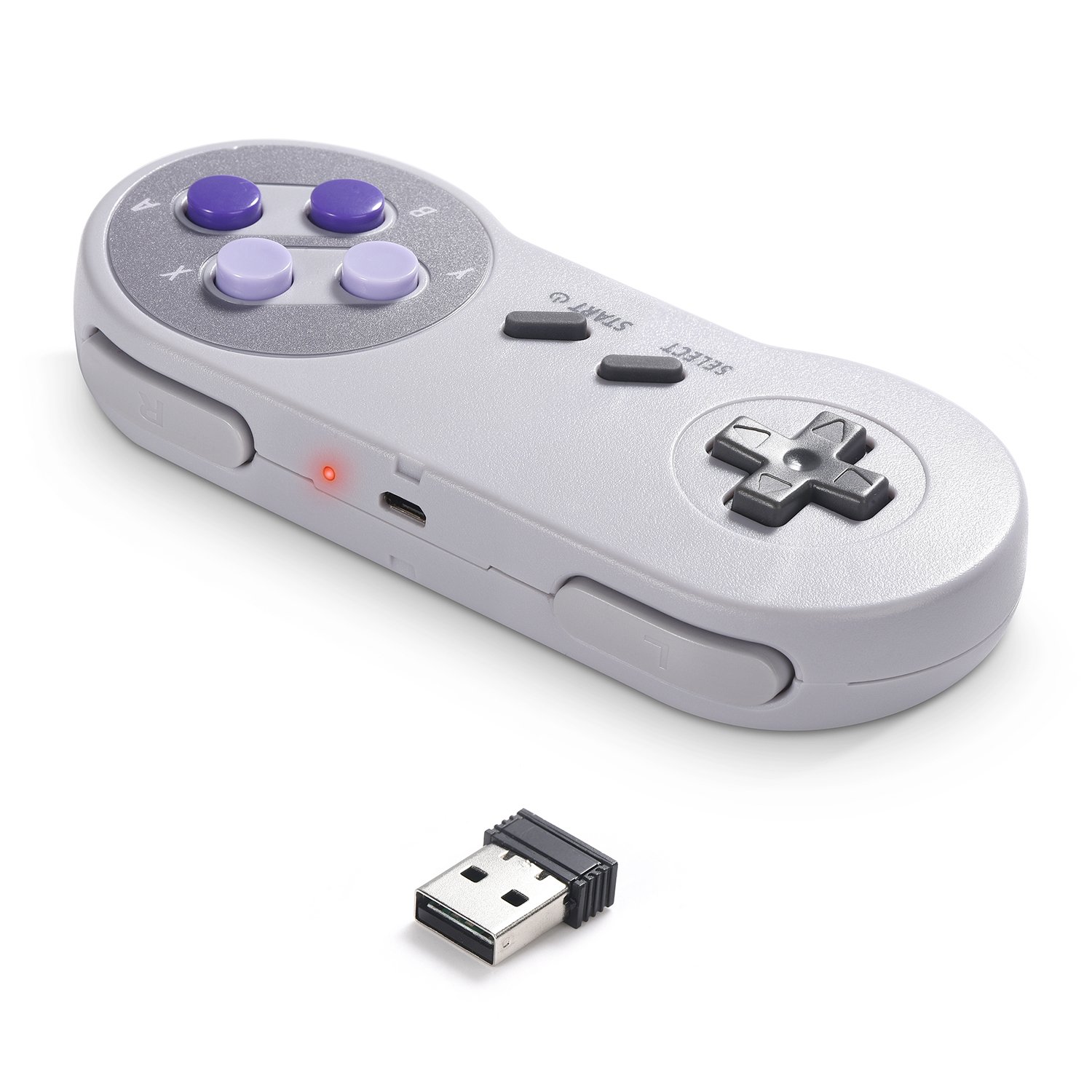 SAFFUN (2 Pack) 2.4GHz Wireless USB SNES Style Controller Compatible with Super Retro Games, Game pad for Windows PC Mac Linux Raspberry Pi Emulator [Rechargeable] [Plug & Play]